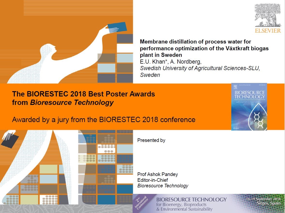 Poster award winner in 2nd International Bioresource Technology ...